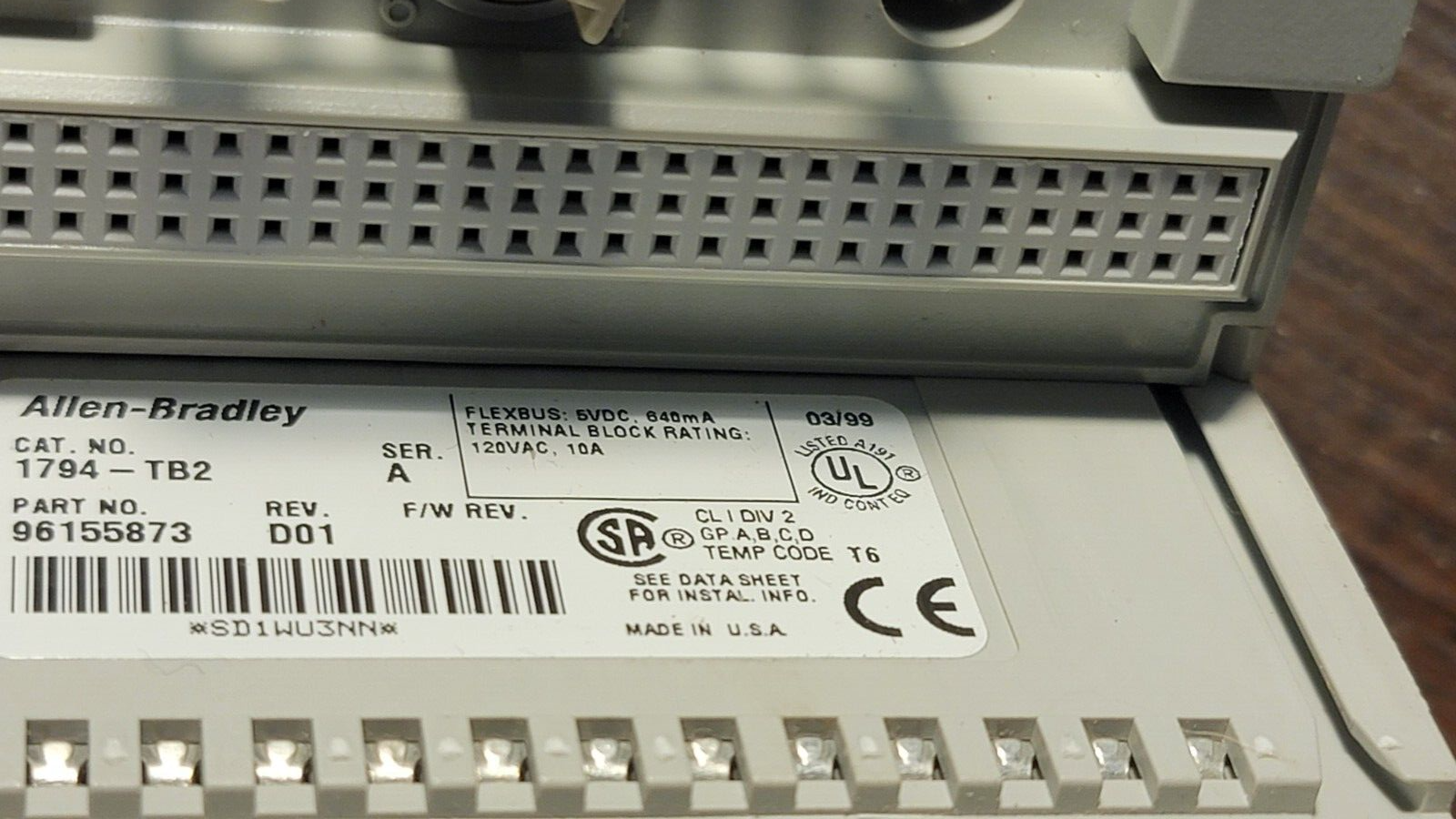ALLEN BRADLEY 1794 IA8/A FLEX INPUT MODULE +1794-TB2/A TERMINAL BLOCK ...