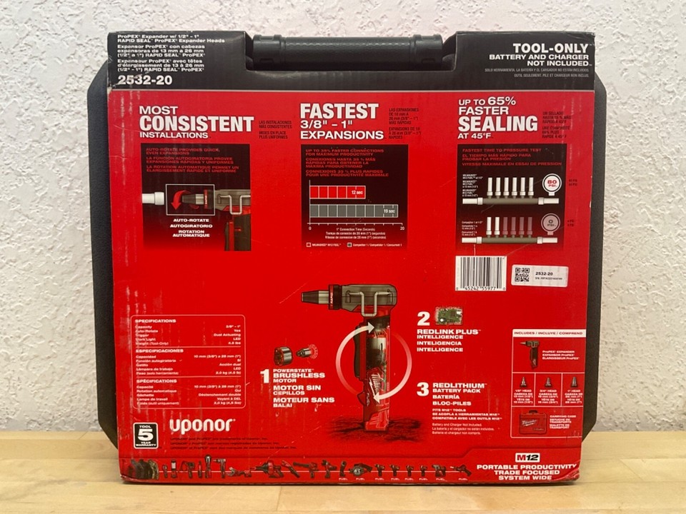 NEW Milwaukee 2532-20 M12 Fuel ProPEX Tool W/ 3 Expander heads 1/2” - 1 ...