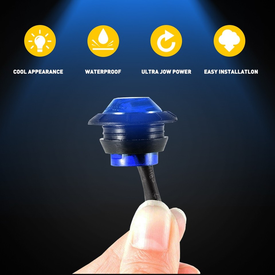 3/4" Blue LED Marker Side Bullet light Lamps Truck Trailer Mount ...