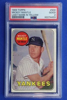1969 Topps MICKEY MANTLE #500 PSA 2 Graded Baseball Card New York ...