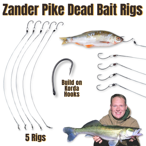 Zander Pike Dead Live Bait 5 x WIRE TRACE Fishing Dead Bait RIGS SIZE 2 ...