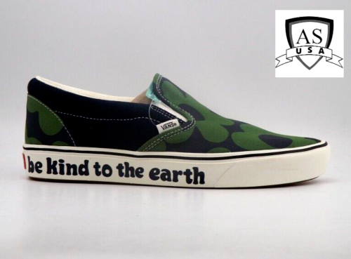 Vans Comfycush Slip on Men's Blue Green Looper Be Kind Size 10.5 | eBay