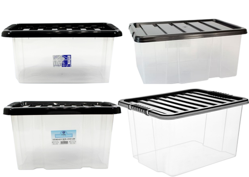 TML Clear Plastic Storage Boxes With Lids Home Office Stackable ...