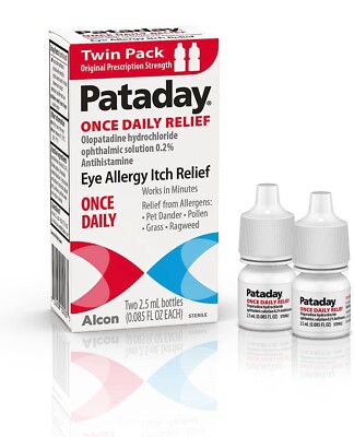TWIN PACK Alcon Pataday Once Daily Relief Eye Allergy 2.5ml each , New ...