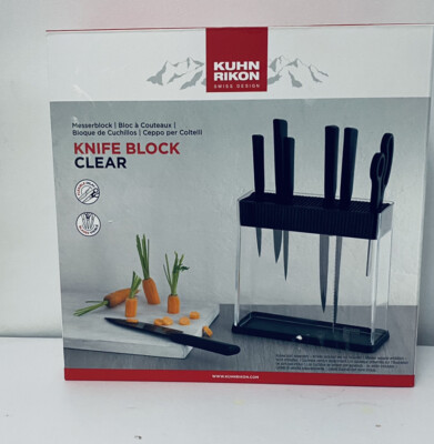 Kuhn Rikon Vision Knife Block Clear Black Trim Swiss Design New Open ...