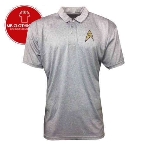 MEN'S STAR TREK POLO SHIRT ACTIVEWEAR LOGO SOFT FABRIC Lt Grey XL 2XL ...