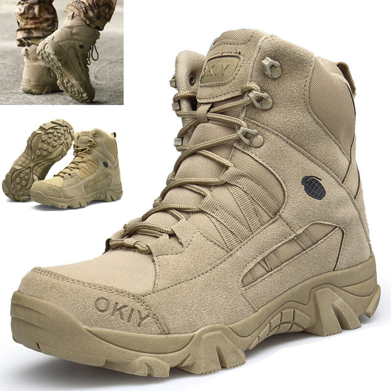 Men's Tactical Military Boots Side-Zip Combat Army Shoes Hiking Duty ...