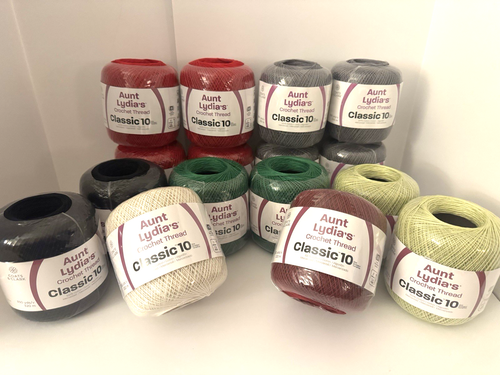 Aunt Lydia's Classic Cotton Crochet Thread Size 10~Lot Of 16 Skeins ...