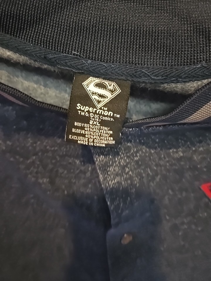 Superman Embroidered DC Comics Varsity Jacket Sweatshirt Mens Size 2XL ...