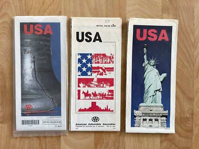 Vintage USA Road Maps AAA 80s-90s Lot of 3 | eBay
