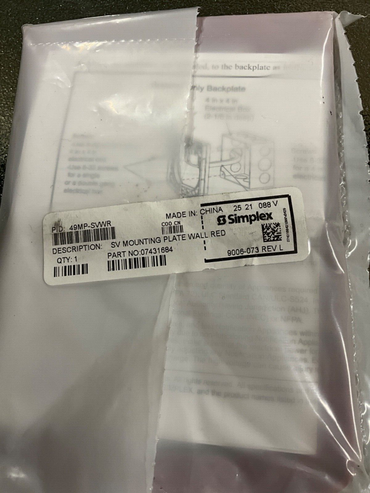 Simplex Red Mounting Wall Plate 49MP-SVWR | eBay