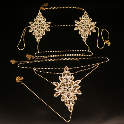 Sexy Body Jewelry Set Rhinestone Chain Bra Thong Set Chain Panties ...