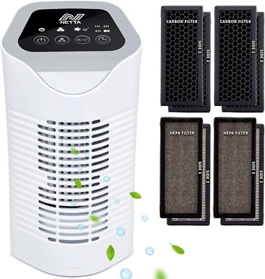 NETTA Air Purifier With True HEPA, Active Carbon Filters and Ionizer ...