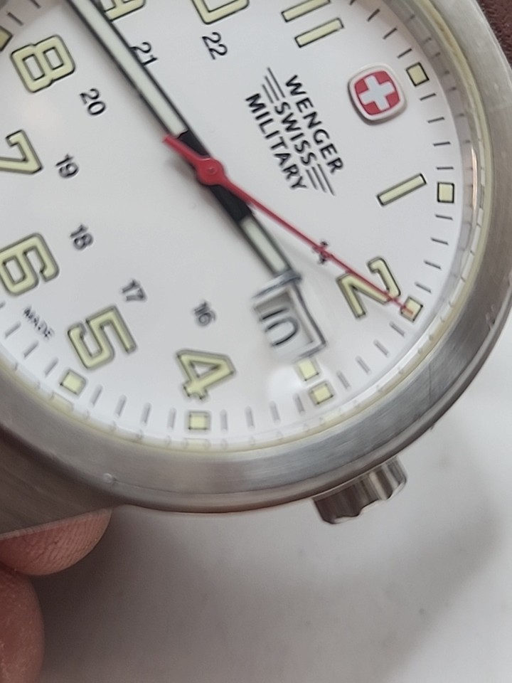 Wenger Swiss Military 7290A Men’s Watch White Dial Brown Leather Strap ...