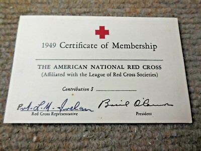 Vintage 1949 American National Red Cross Membership Card | eBay