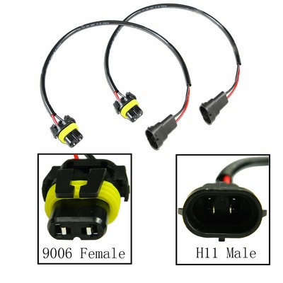 H11 H8 H9 Socket to 9006 Conversion Wiring Harness Adapter Headlight ...