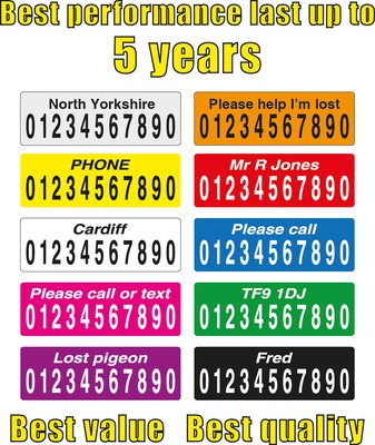 Racing Pigeon ETS Phone Number Stickers+20% EXTRA FREE. ETS stickers ...