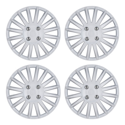 New 4PCS 14" White Wheel Covers Snap On Full Hub Caps for R14 Tire ...