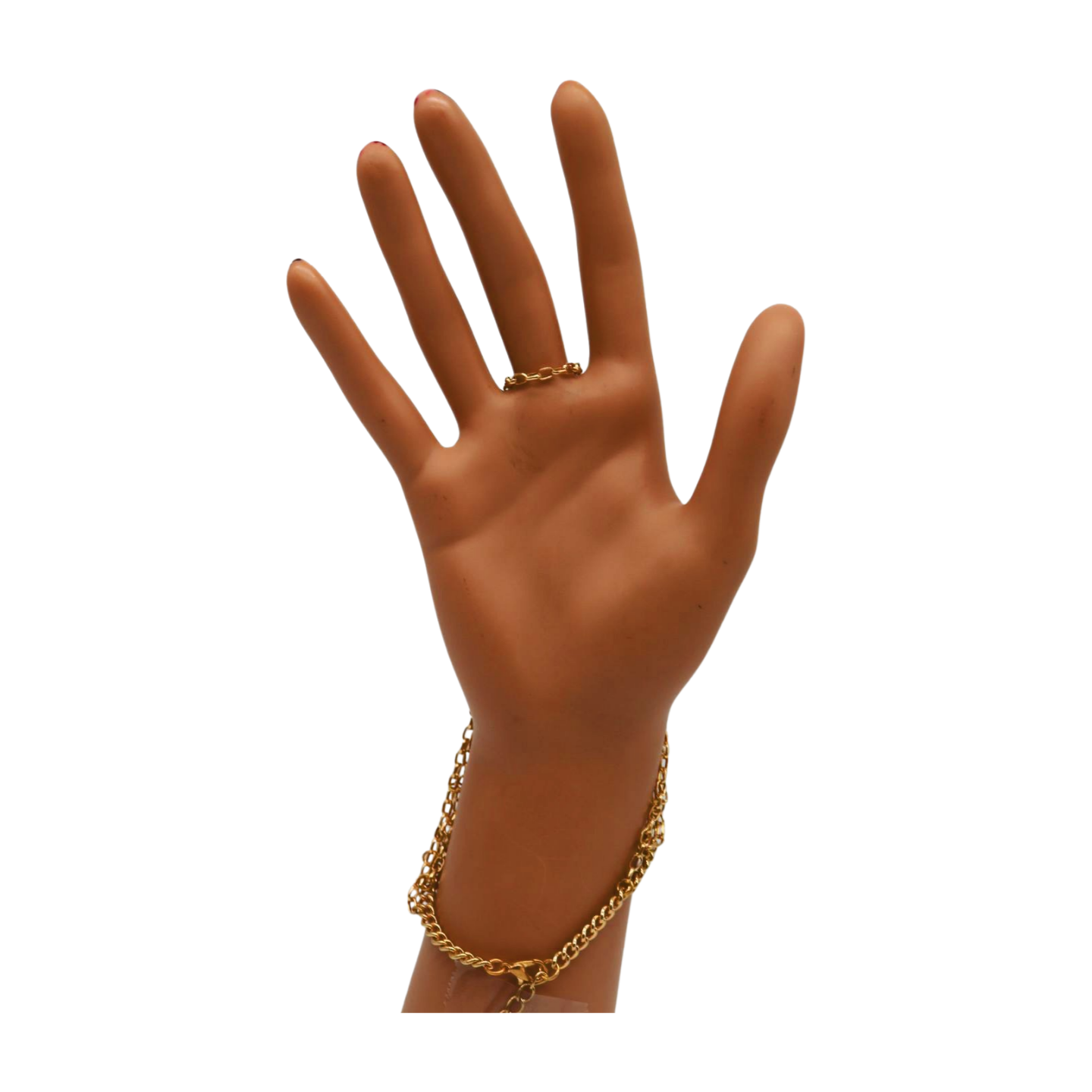 Women Gold Metal Hand Chain Bracelet Web Net Ring Wedding Bride Bridal ...