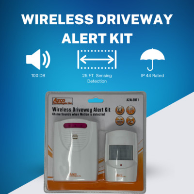 Wireless Driveway Alert Kit. Motion Activated Sensor. 200ft Range. 25ft ...