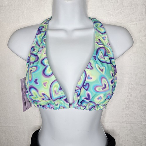 NWT Womens Tie-Dye Triangle Heart Bikini Top Wear 5 Ways L Green, Pink ...
