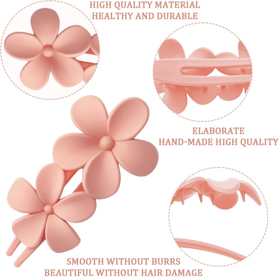 6 PCS Flat Claw Clips for Women, Matte Large Hair Duck Billed Claw Clip ...