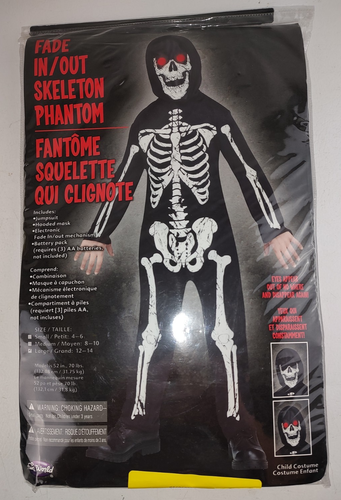 Fun World Fade In/Out Skeleton Phantom Halloween Costume Child Sz L 12 ...