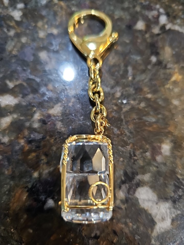 SWAROVSKI Signed Crystal Memories Champagne Cork Keychain Purse charm ...