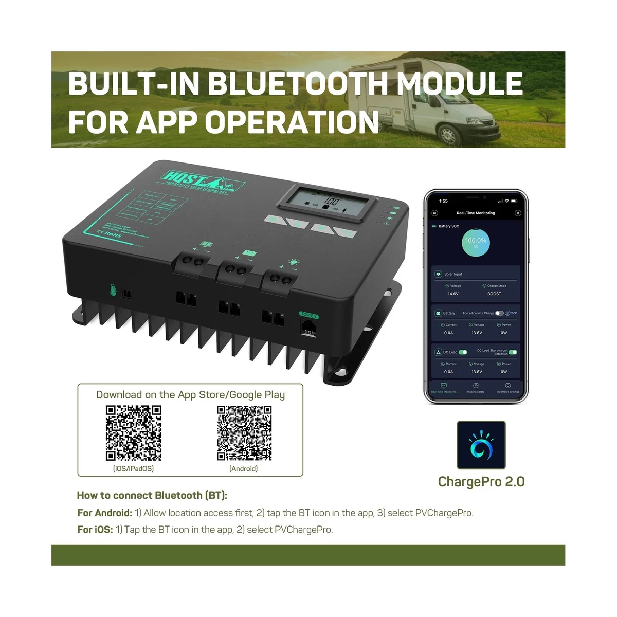 40A MPPT Solar Charge Controller With Bluetooth LCD Display, 40% OFF