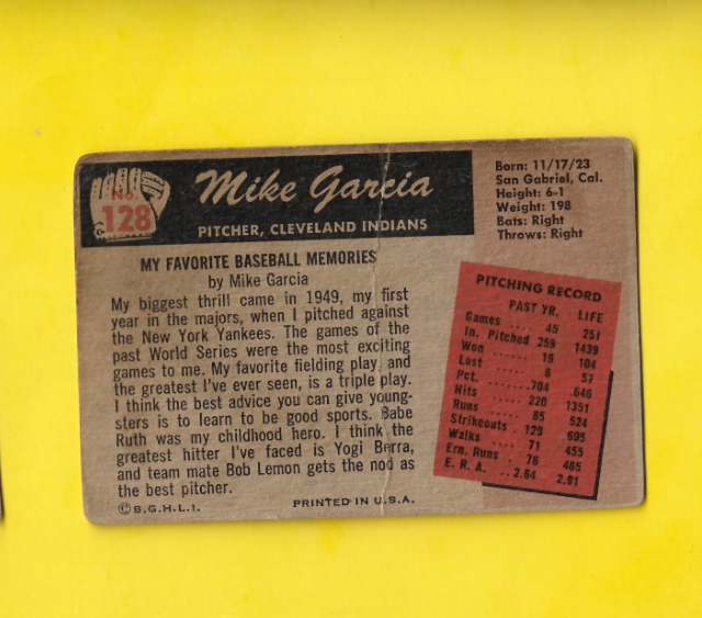 1955 Bowman Mike Garica #128 Cleveland Indians GOOD- FREE SHIPPING | eBay