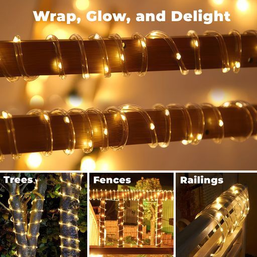 8-Mode LED Rope Light Outdoor Waterproof Lighting 10' 20' 25' 50' 100 ...