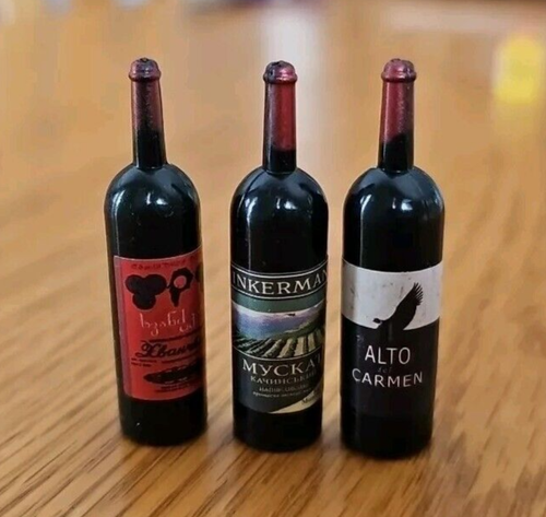 Doll Dollhouse Miniatures 3 Wine Bottles Various Labels 1.75" (2 Sets ...