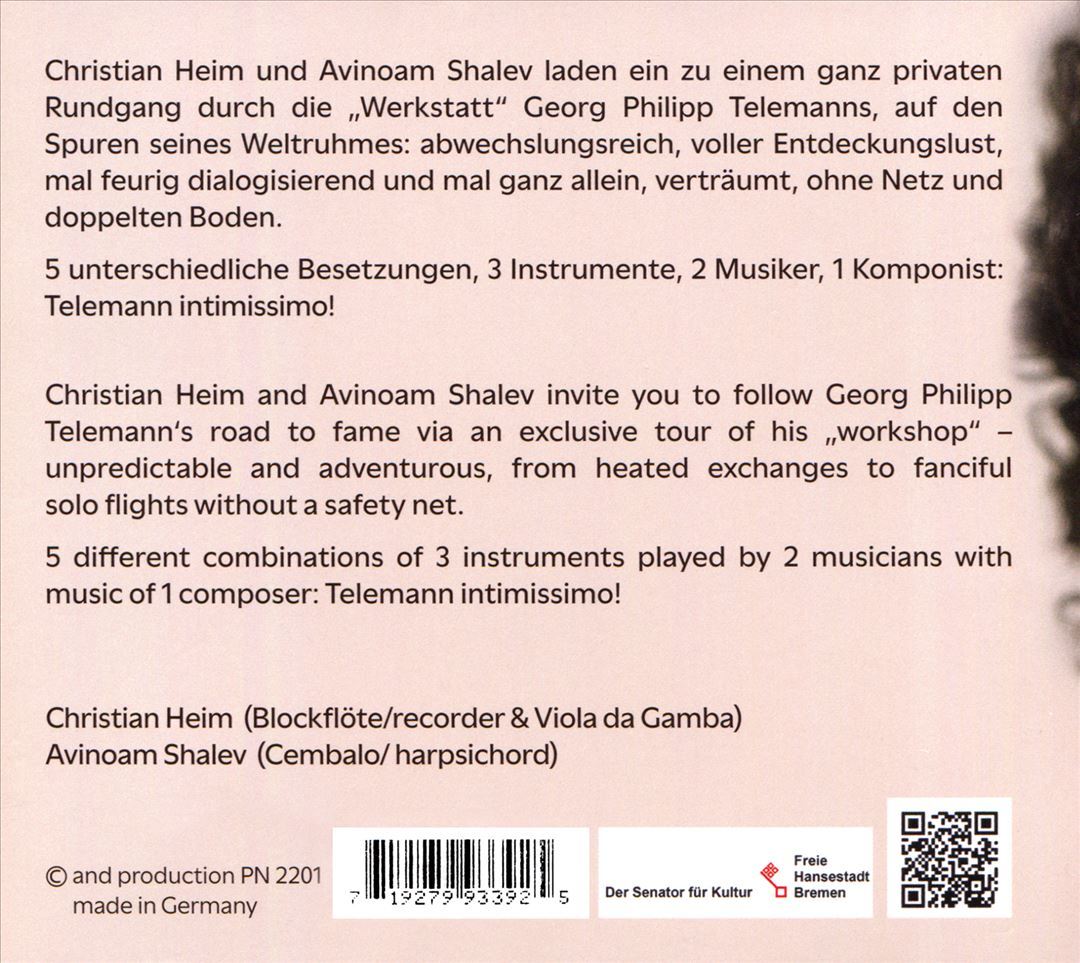 CHRISTIAN HEIM / AVINOAM SHALEV TELEMANN INTIMISSIMO NEW CD 719279933925| eBay