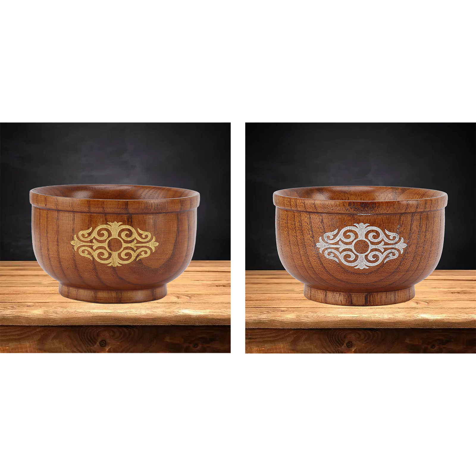 Wooden Rice Bowl Jujube Wood Anti Scald Exquisite Elegant Round Wooden ...