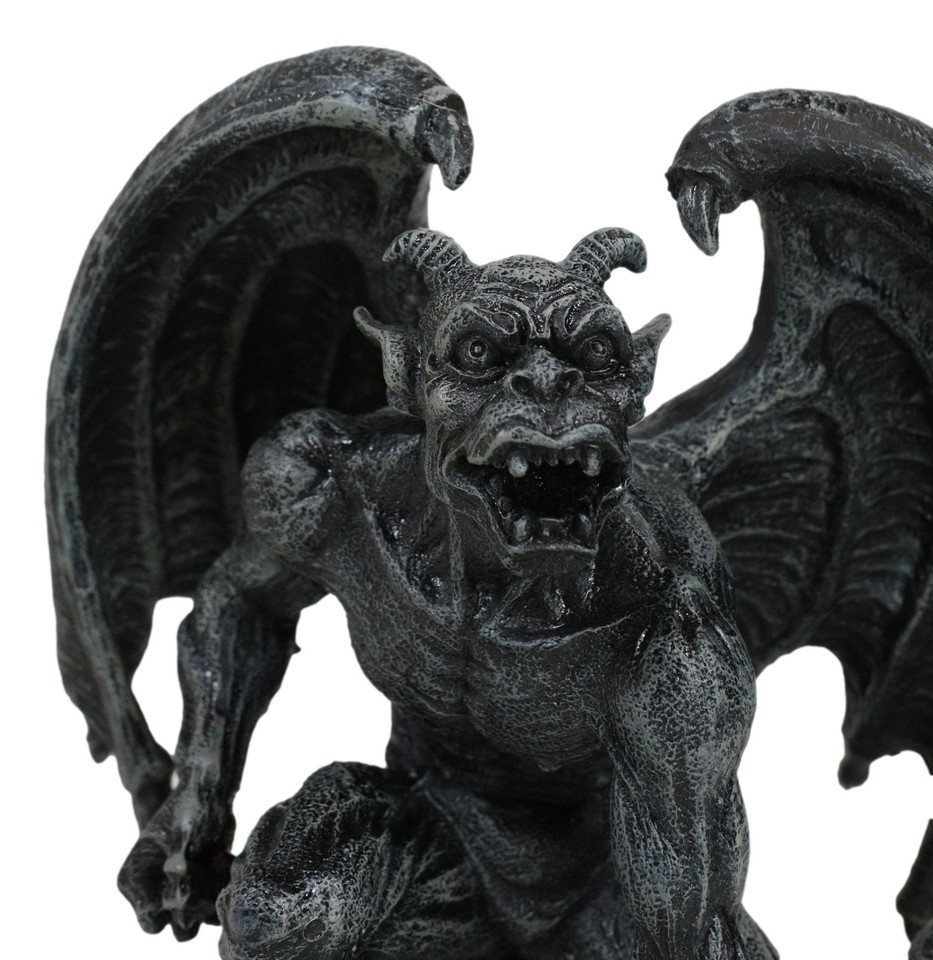 Winged Horned Devil Gargoyle Statue 6.25" Tall Notre Dame Evil Warden ...