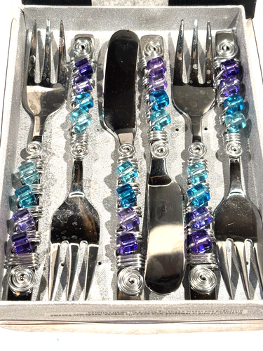Wild Eye Designs 6 Piece Mini 2 Spreader Knife 4 Forks Set Beaded ...