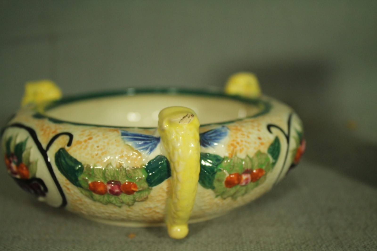 vintage old Japanese pottery decorative 3 fish dish bowl glass cup ...