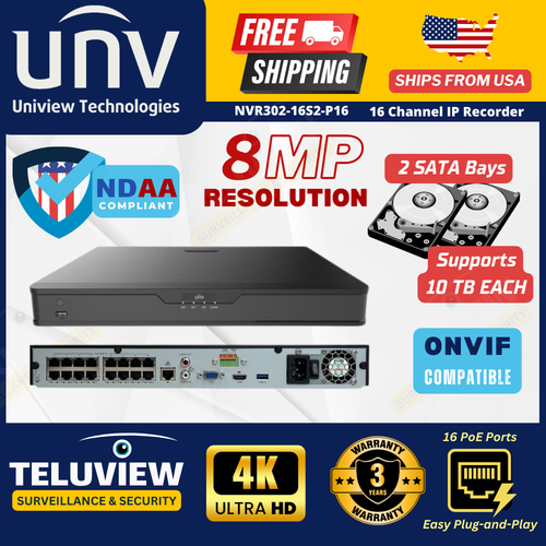 (Fundraiser) UNV Uniview 16 Channel NDAA Compliant 4K Plug & Play PoE ...