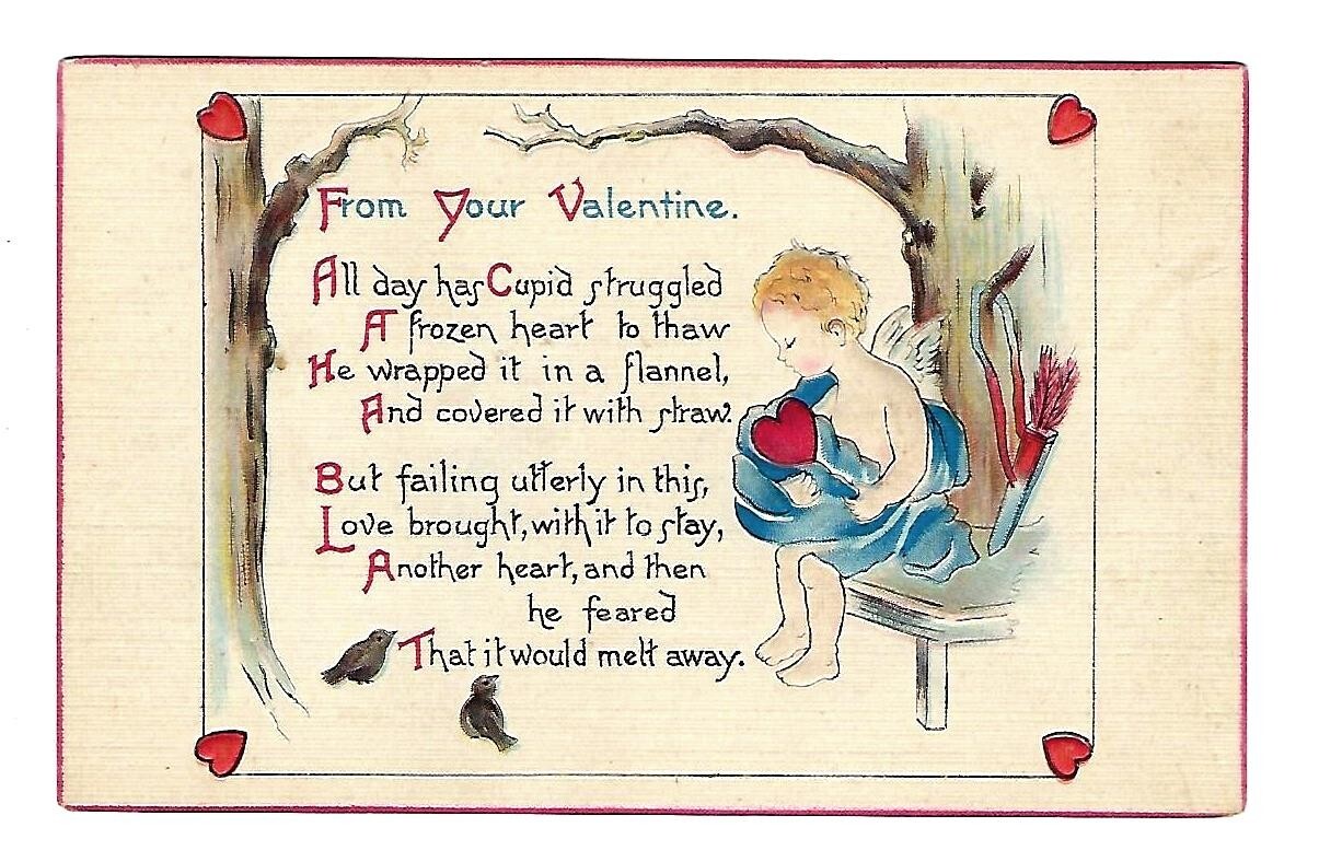 Early 1900's Valentine Postcard Poem From Cupid | eBay
