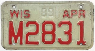 Vintage Wisconsin 1989 1990 1991 1992 Motorcycle License Plate M2831 | eBay