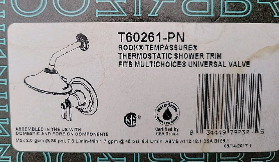 Brizo T60261-PN Rook Tempassure Thermostatic Shower Trim Package ...