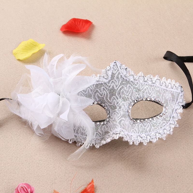 Glitter Masquerade Feather Venetian Mask Fancy Dress Party Theme Ball ...