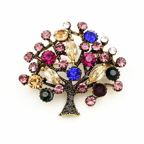 Fashion Women Multi-Color Rhinestone Vintage Hope Tree Crystal Charm ...
