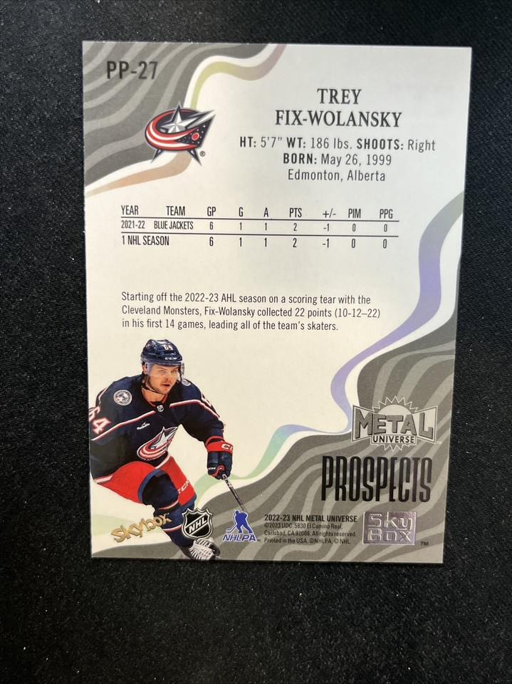 22-23 UD NHL Metal Universe Hockey Premium Prospects PP-27 Trey Fix ...