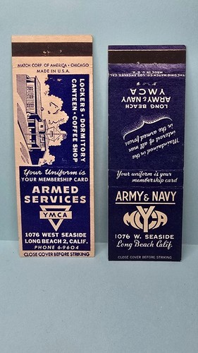 Vintage Matchbook Covers – YMCA Army Navy Long Beach CA 1076 W Seaside ...