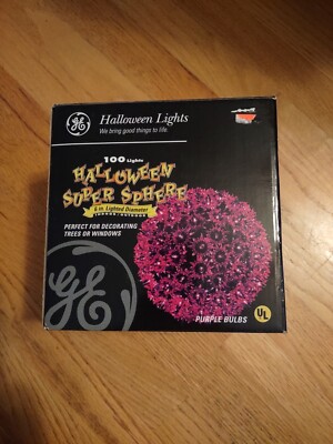 100 Lights Halloween Super Sphere 6" Purple Lights GE 2002 General ...