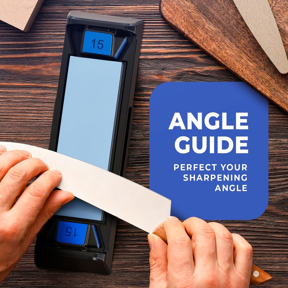 Knife Sharpening Stone Kit-Grit 1000/6000 Wet Stone-Built In Angle ...
