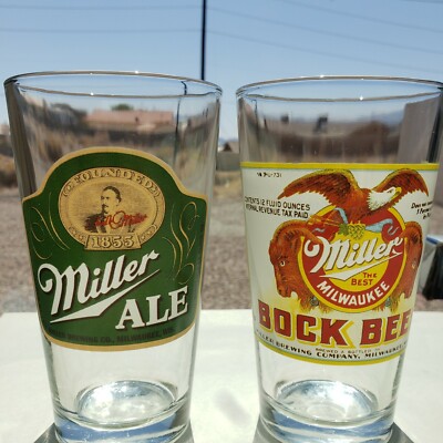 Milwaukee Miller Bock & Miller Ale. Both 6" Tall 16 oz. | eBay