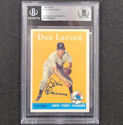 Don Larsen signed 1958 Topps #161 card Yankees auto Beckett BGS BAS MLB ...