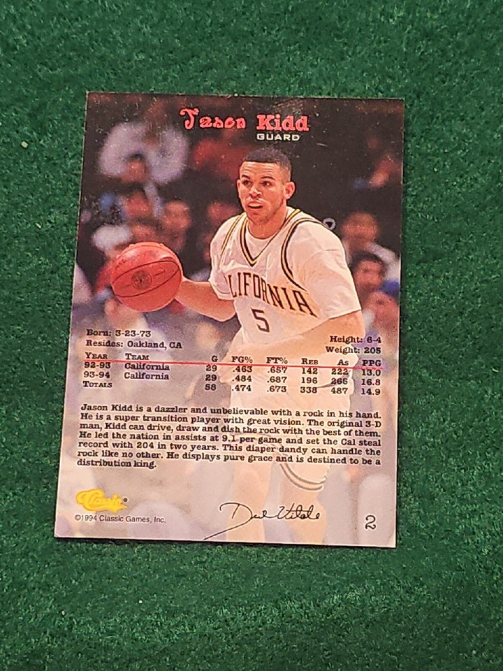 Jason Kidd 1994 Classic Games Basketball Rookie Card # 2 California | eBay